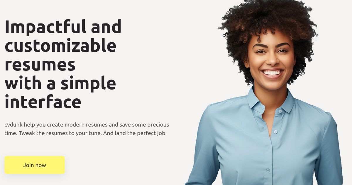 cvdunk - Simple interface, beautiful resumes